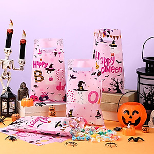 Sweetude 150 Pcs Halloween Little Boo Party Favor Bags Pink Little Boo Plastic Goody Bags Trick or Treat Candy Gift Bags for Halloween Party Kids Theme Birthday Baby Shower Party Favors Supplies