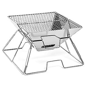 Typhon East Portable Stainless Steel Charcoal BBQ Grill with Carry Bag - Foldable Perfect for Tailgating, Camping, and Backpacking - Charcoal BBQ Grill Outdoor Picnic Patio Cooking Backyard Party