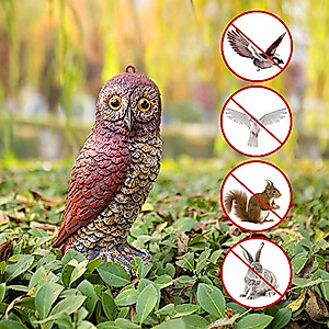 TaiBest 3 Pack Fake Horned Owl Statue for Outdoor Use,Plastic Owl with Reflective Tape for Outdoor Garden Yard Decoration