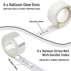 Balloon Arch Kit 12 Rolls Balloon Arch Strip 98.4 Feet Balloon Garland Tape Strip 600 Balloon Dots Glue Balloon Tape and Glue Point for Birthday Party Wedding Baby Shower Arts DIY Balloon Decoration