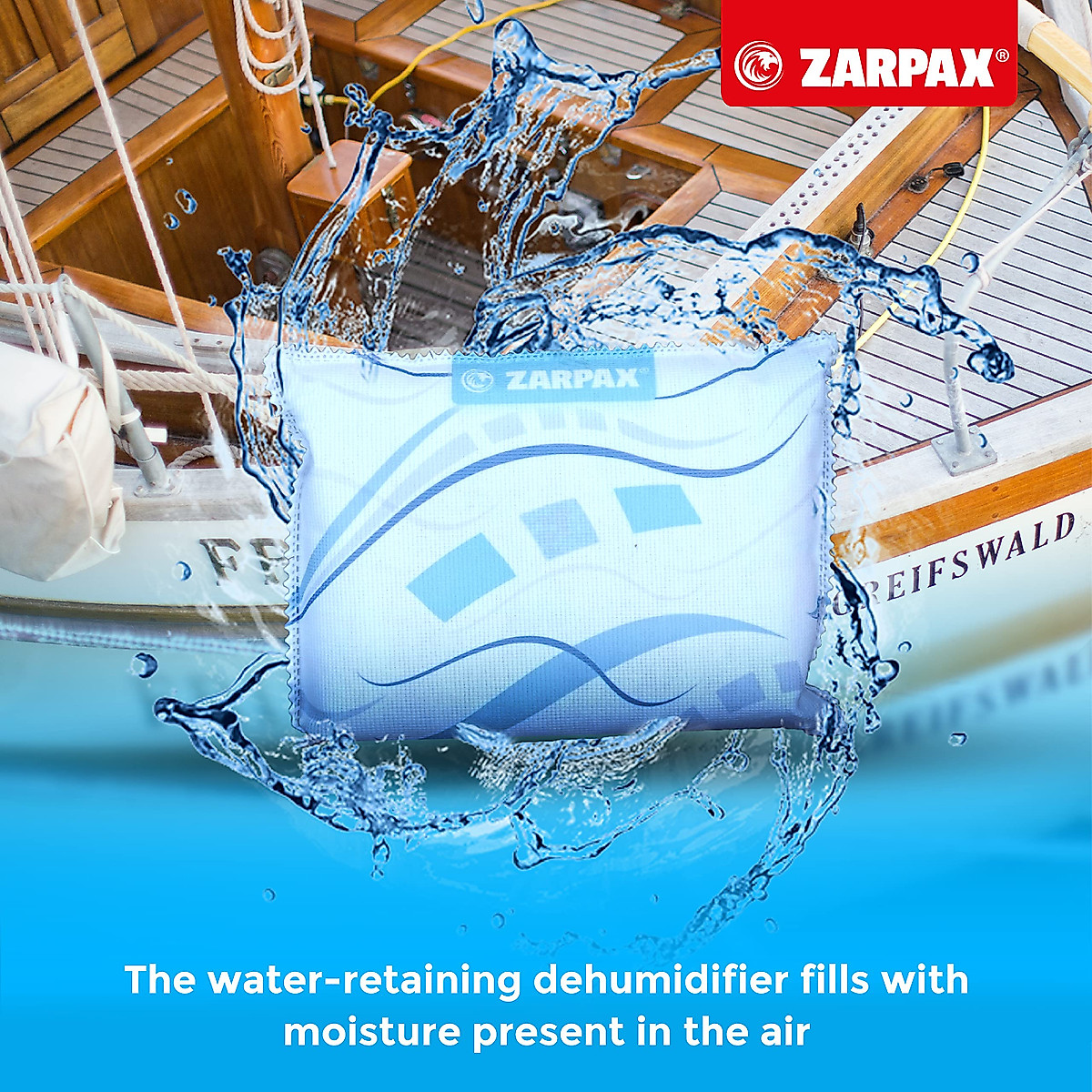 ZARPAX Car, RV & Boat Dehumidifier With Humidity Indicator | 16oz Set of 2 | Absorbs Moisture Condensation Damp Keeping Windscreens Clear | Odour Absorber 100% Leakproof | Boat Dehumidifier Bag