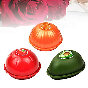 BESTONZON 3pcs Food Storage Box Fresh Storage Bowls Onion Avocado Tomatoes Shape Crisper Containers