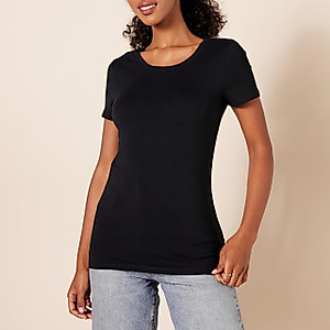 Amazon Essentials Women's Classic-Fit Short-Sleeve Crewneck T-Shirt, Pack of 2, Black, Medium