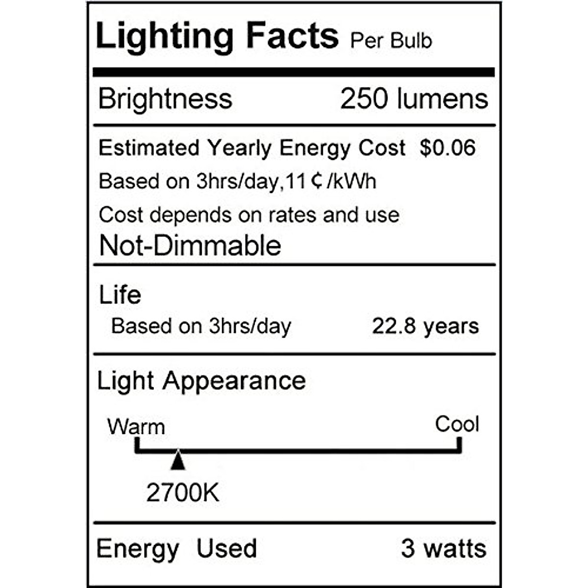 LOHAS 3W LED Light Bulb, G14 LED 25W Equivalent Light, E26 Medium Base Warm White 2700K LED Tiny Bulb, 120V Small Night Light Bulbs for Bedroom Ceiling Fan Table Lamp Lighting, Not-Dim 6 Pack