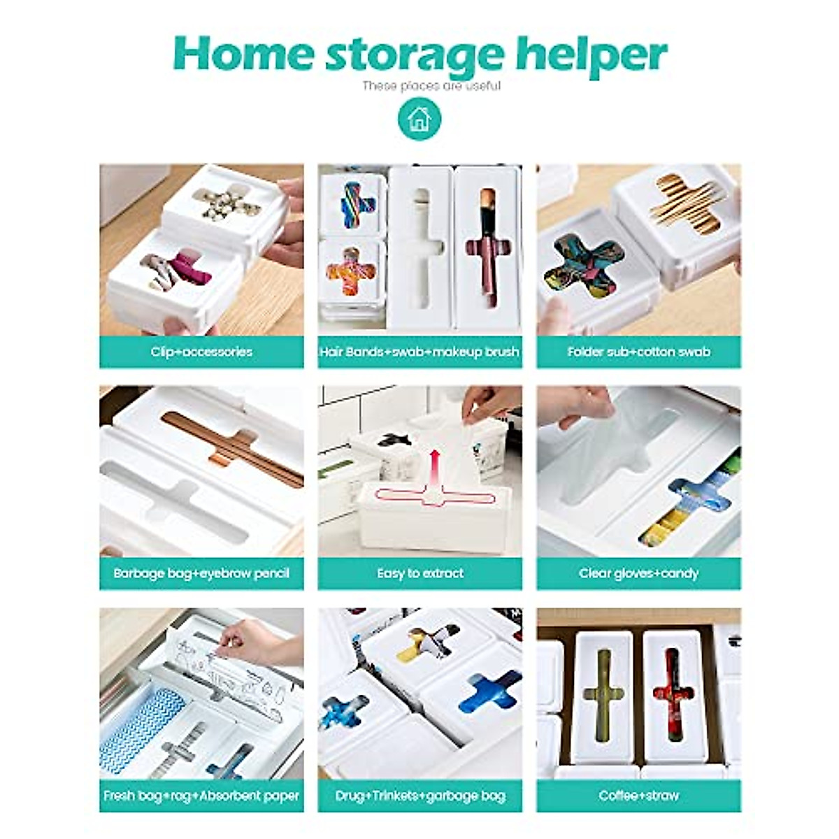 Ziplock Bag Storage Organizer for Drawer, Tclouda, Plastic Food Storage Plastic Bag Holders for Kitchen Drawer, Suitable for Gallon, Quart, Sandwich & Snack Variety Size Bag (6 Pieces Set）