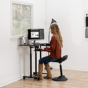 VIVO Mobile Height Adjustable Table, Stand Up Desk Cart with Sliding Keyboard Tray, Computer Workstation, Rolling Presentation Cart, Black, CART-V06A