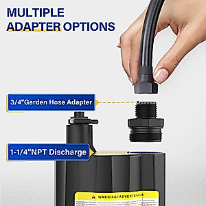 Acquaer Submersible Water Pump 1/6 HP Sump Pump Thermoplastic Utility Pump Small Electric Water Pump 1750GPH Water Remove for Basement Hot Tubs Garden Pool Cover Draining with 10 ft Cord