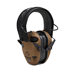 Walker's Razor Slim X-TRM Noise-Cancelling Sound-Enhancing Hunting Gun Range Shooting Electronic Earmuffs with Cooling Pads, Moisture Wicking Headband & 2 AAA Batteries, Battle Brown