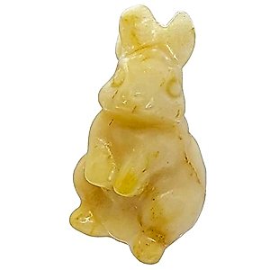 Neyisaa Crystal Stone Rabbit Bunny Pocket Statue, Hand Carved Gemstone Animal Figurines Sculpture Home Decoration Fengshui Easter Day Gift 1.5 Inches, Yellow Jade