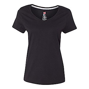 Hanes womens X-temp V-neck T-shirt novelty t shirts, Black, X-Large US