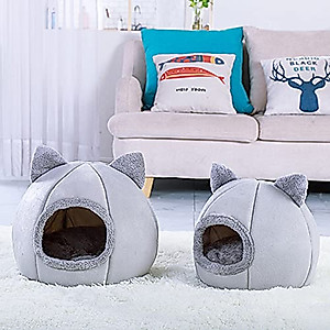 Ozgkee Small Cat Tent Pet Bed Semi Closed Warm Pet Nest Comfortable Pet Bed Winter Plush Kennel (660)