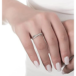 WDIYIEETN Fashion Jewelry Rhodium Plated Sterling Silver Infinity Symbol Shiny Cubic Zirconia Crystal Diamond Criss Cross Wedding Ring for Women Size 5-11 (10)