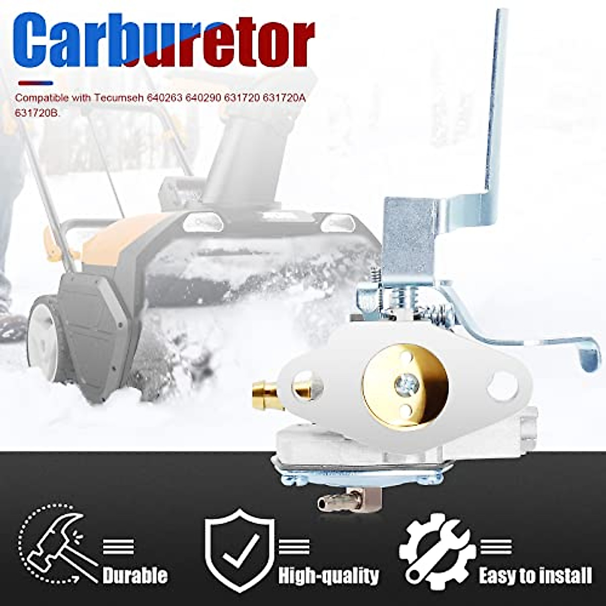 YOFMOO Carburetor Kit Compatible for Tecumseh 640263 640290 631720A 631720B AV520 TV085XA 3HP 2-Cycle Vertical Engine Carb