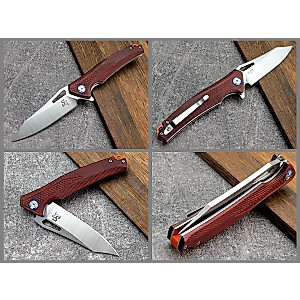 Sitivien ST219 Folding Knife, 9Cr18Mov Steel Dalbergia Handle Outdoor EDC Tool Knife for Outdoor Camping,Hunting