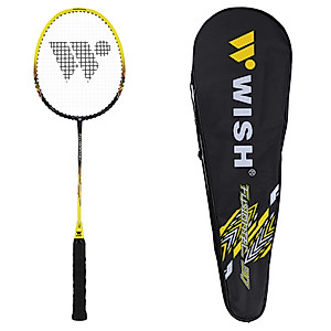 WISH FusionTec 917 – Badminton Racket and Case – Includes 1 Badminton Racket and 1 Badminton Bag – Excellent Badminton Grip – Great for Competitive Badminton Games, Yellow