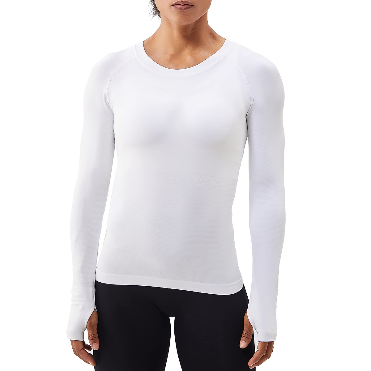 ANNVA U.S.A. Long Sleeve Workout Shirts for Women Swiftly Tech,Athletic Yoga Tops Gym Workout Tops Soft & Stretchy Slim Fit(White,M)