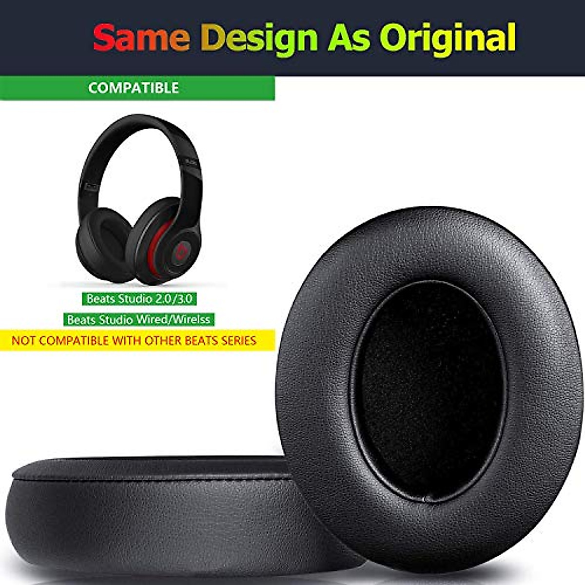 Beats Studio 2 3 Protein Leather Ear Pads and Cooling-Gel Ear Pads Bundle