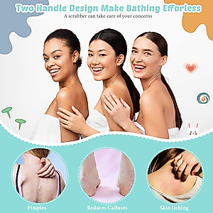 8 Pcs Shower Gloves Body Exfoliating Wash Gloves Set 4 Exfoliating Bath Washcloth Towel Body Scrubber Nylon Back Washer 4 Pair Scrub mitts for Women Men Skin Stretchable Pull Strap Washcloth