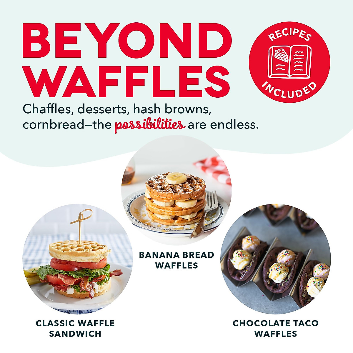 DASH Mini Maker for Individual Waffles, Hash Browns, Keto Chaffles with Easy to Clean, Non-Stick Surfaces, 4 Inch, Pink