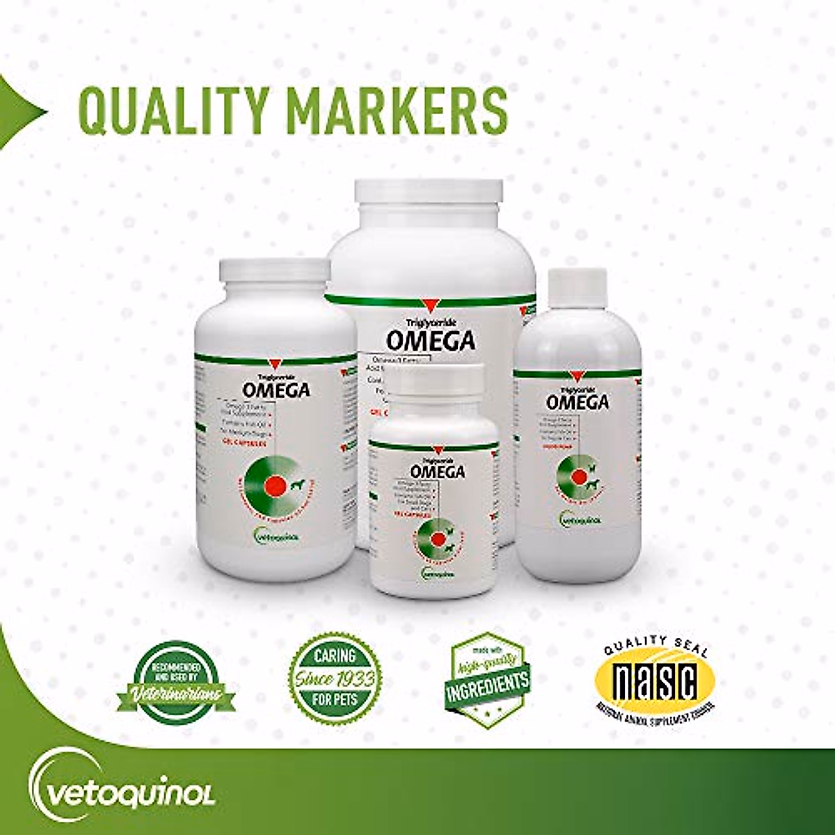 Vetoquinol Triglyceride Omega 3 Supplement for Large Dogs, Dog Fish Oil Supplement with EPA and DHA, Promotes Skin, Coat, Joint, and Immune Health, Omega 3 Fish Oil for Dogs 60lbs or More, 250ct