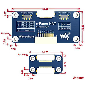 waveshare 7.5inch E-Ink Display HAT (B) 800×480 Pixels 3.3V/5V Red Black White Three-Color E-Paper Display epaper Screen for Raspberry Pi,Jetson Nano,Arduino,STM32, SPI Interface