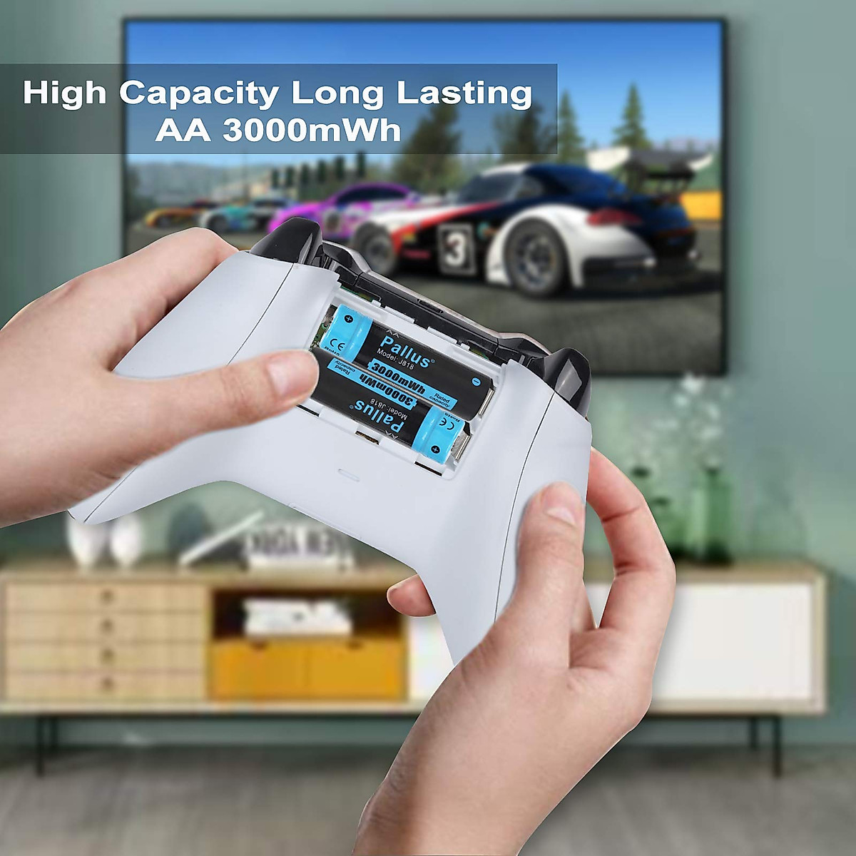 Rechargeable AA AAA Lithium Batteries, 4 Pack 3000mWh Li-ion AA Batteries and 4 Pack 1100mWh AAA Lithium Batteries with Fast Charger