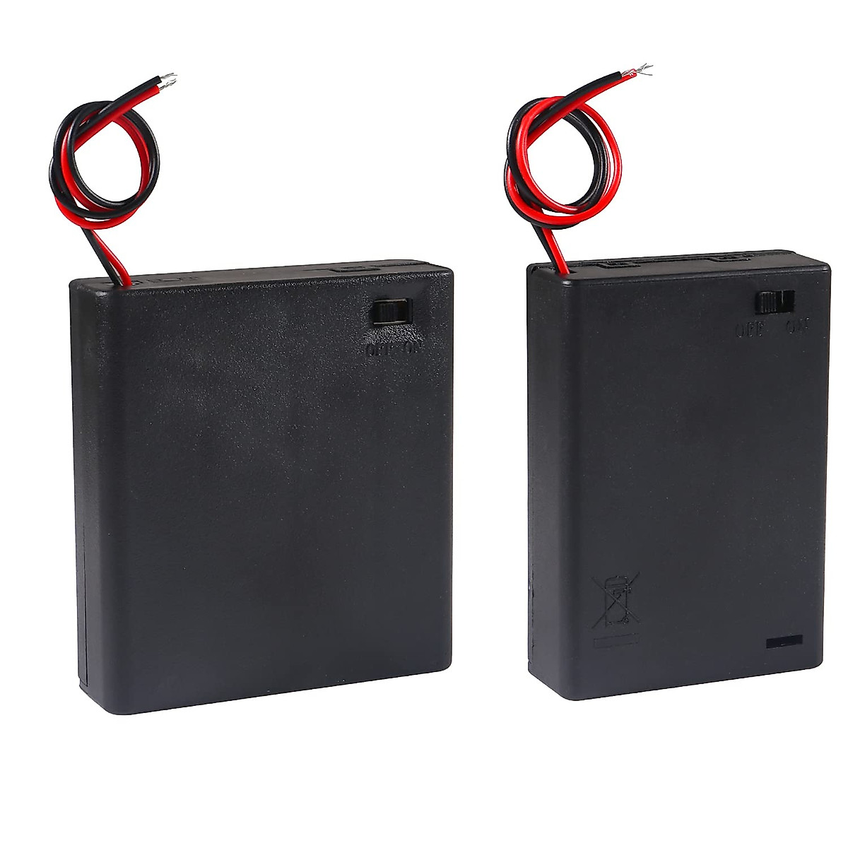 DORHEA 8PCS AA Battery Holder with Cover AA Battery Holder Case with ON/Off Switch 1.5V, 1/2/3/4 x 1.5V Series DIY Battery Storage Boxes, 1/2/3/4/5 Slots Black Plastic Batteries Case for AA Battery