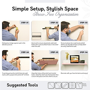 InPlace Pink Picture Ledge Shelf, 24" W x 4.5" D x 3.5" H, 9605012E