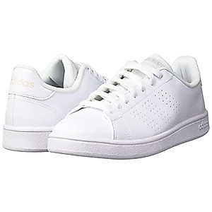 adidas Men's Advantage Base Tennis Shoe, White/White/Green, 10.5 M US