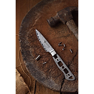 KATSURA Woodworking Project Kit – Paring Knife Blank – 3.5 Inch – Japanese Premium AUS 10, 67 Layers Damascus Steel