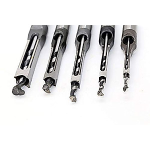 Amena 4Pcs Woodworker Square Hole Drill Bits Mortising Chisel Set,Woodworking Hole Saw Mortise Chisel Drill Bit Kit Tool Set 1/4 2/5 3/8 1/2