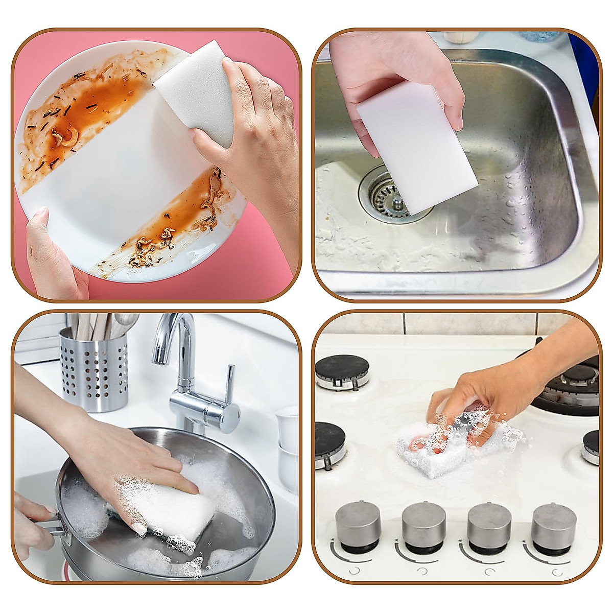 COMNICO 10 Pack Magic Sponge Cleaning Supplies Scrub Dish Dust Products Cleaner Professional Commercial Scrub Sponge for Kitchen Bathroom Bathtub Toilet Sink Furniture Floor Wall