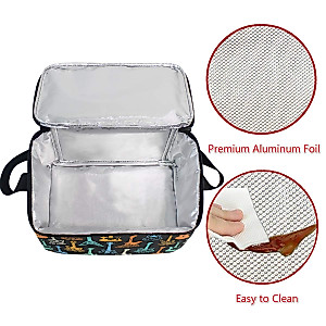 ALAZA Guitar Music Note Insulated Lunch Bag Box Cooler Bag Reusable Tote Bag Outdoor Travel Picnic Bag With Shoulder Strap for Women Men Adults Kids