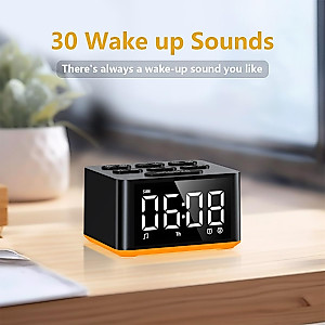 【3 in 1】 Sound Machine Dual Alarm Clock Night Light White Noise Machine 27 Sleeping Sounds for Adults Kids Precise 32 Level Volume Sleep Timer Memory Function Digital Clock with 30 Wake Up Sounds