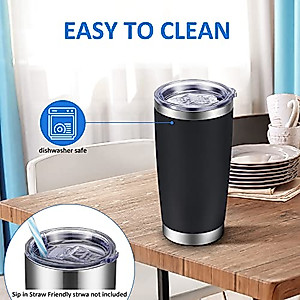 15 Pack 20oz Tumblers Stainless Steel Mugs with Lid Double Wall Vacuum Insulated Coffee Cups Powder Coated Travel Mug Ideal for Home, Office, Kitchen, Outdoor for Hot and Cold Drinks (Black)