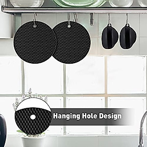 12 Pack Silicone Trivet Mats Heat Resistant Pot Holders Multipurpose Non-Slip Hot Pads with Silicone Oven Mitts for Kitchen Potholders Counter Hot Pan Table Jar Opener Placemats (Black)