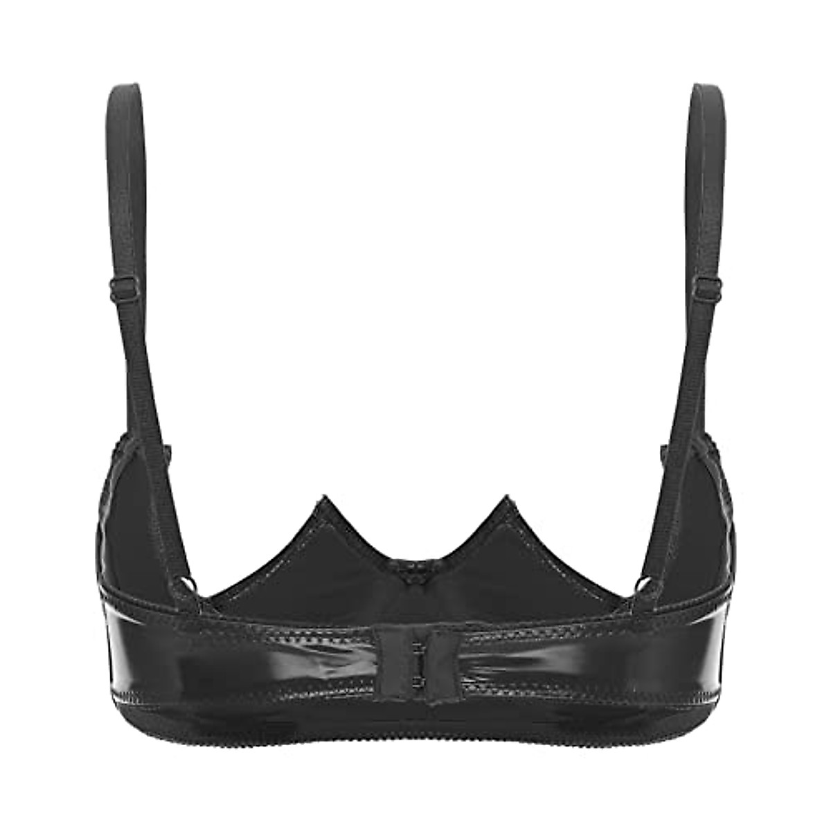 Yanarno Womens Sexy PVC Leather Mini Bra Top Clubwear Hollow Out 1/2 Cup Latex Sleeveles Vest Tops Black Medium