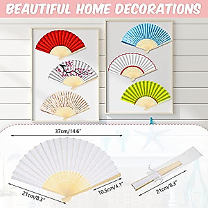 Yookeer 100 Pieces White Paper Hand Fan Bamboo Hand Folding Fans with Organza Hand Fan Bags White DIY Paper Folded Handheld Fans for Church Wedding Gifts Party Favors Dancing Home Decoration