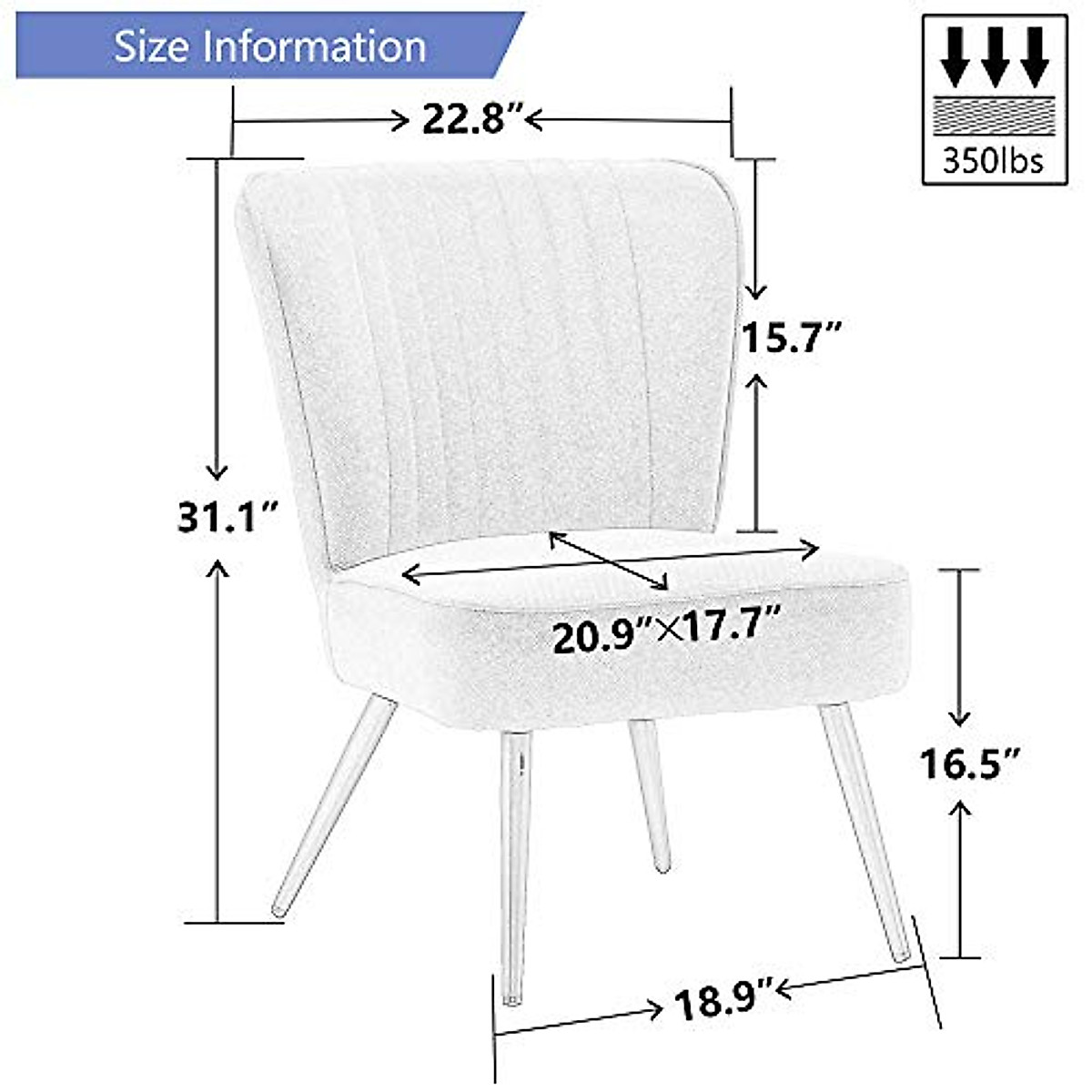 Alunaune Orange Accent Chair Set of 2 Upholstered Living Room Chairs Modern Bedroom Furniture Sets Armless Slipper Club Chair Guest Reception Couch Comfy Wingback Single Sofa