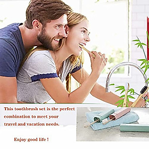 Travel Toothbrush Kit-Toothbrush Case 4 Pack with 4 Bamboo Toothbrush and 10 Dental Floss-Portable Toothbrush Holder for Travel/Camping/School/Home