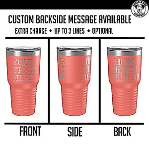 Personalized 30oz (17 Colors) Powder Coated Insulated Stainless Steel Tumbler with Lid, Custom Etched, Customized Text Message Name, Engraved Gift Idea Women Men Him Her, Your Text Here (Coral)