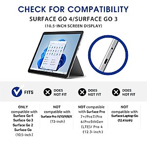 Omnpak Protective Case for Surface Go 4 2023/Go 3 2021/Go 2 2020/Go 2018 with Stylus Holder, Multiple Angle Slim Lightweight Cover, Compatible with Type Cover Keyboard（Keyboard Not Included）