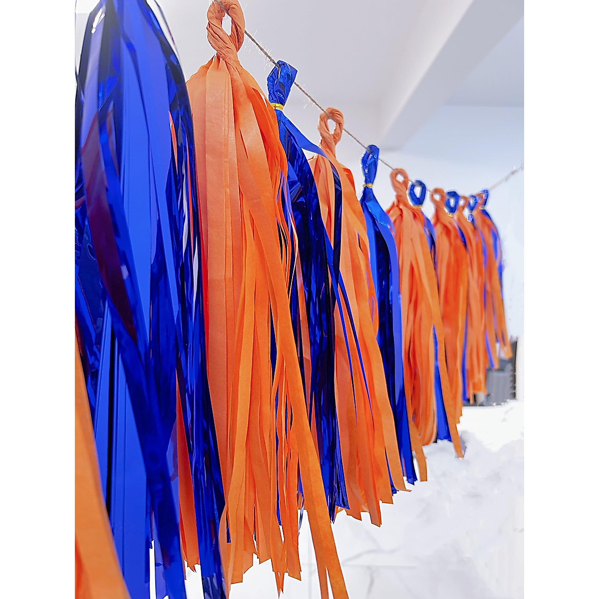 Blue and Orange Tassel Garland Banner Tissue Paper Tassels for Birthdays Bridal Shower Decorations Graduation Party Decorations Supplies