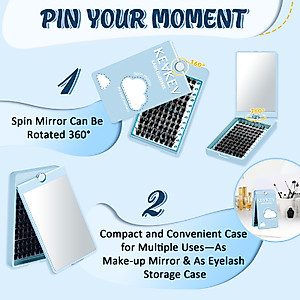KevKev Lash Clusters 96 Pcs Cluster Lashes Special Spin Mirror Case DIY Lash Extension Soft & Comfortable Eyelash Clusters Thin Band Eyelashes with Mirror Easy to Apply (Cloudy,D-10-16mix)