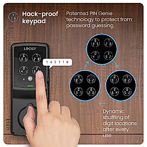 Lockly Secure Pro, Wi-Fi Smart Deadbolt, Keyless Entry Door Lock, PIN Genie® Keypad, 3D Biometric Fingerprint Sensor, Auto Lock - Matte Black (PGD728WMB)