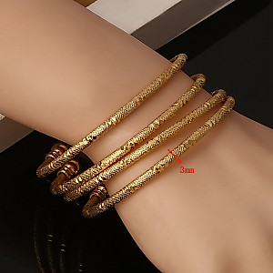 India Brass 4pcs Openable Bangle Bracelet Arab Ethiopian Bangle Gold Color Dubai Africa Jewelry Gift (gold)