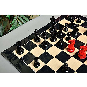 The Grandmaster Chess Set - Pieces Only - 4.0" King (Black & Red Lacquered)