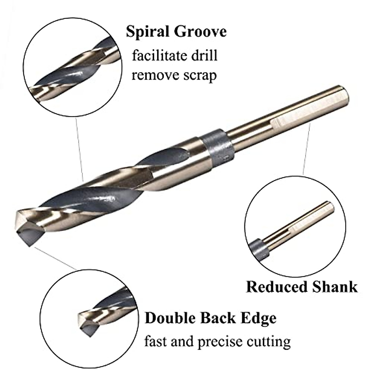 TA-VIGOR 20mm Reduced Shank Twist Drill Bits with 10mm Shank- Perfect for Drilling Steel,Copper,Aluminum Alloy-Made of High Speed Steel 4341