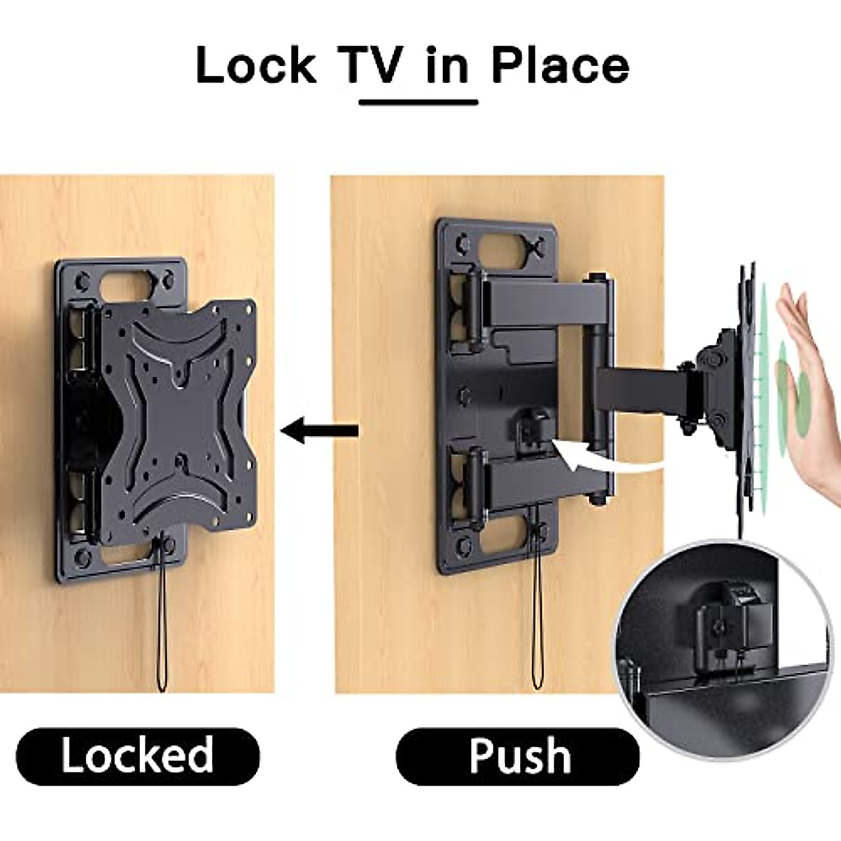 PERLESMITH Lockable RV TV Mount for 13-42 Inch TVs up to 77 lbs, RV TV Mount for Camper Trailer Motor Home Truck, Full Motion RV TV Wall Mount with Articulating Arm Swivels Tilts, Max VASE 200x200mm