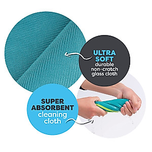 SCRUBIT Microfiber Cloths for Glass [8 Pack] – Lint Free Window Cleaning Cloth for Mirrors, Eyeglasses, Windows, Shower Glass Doors – Reusable and Washable Polishing Towels - 16” x 16”